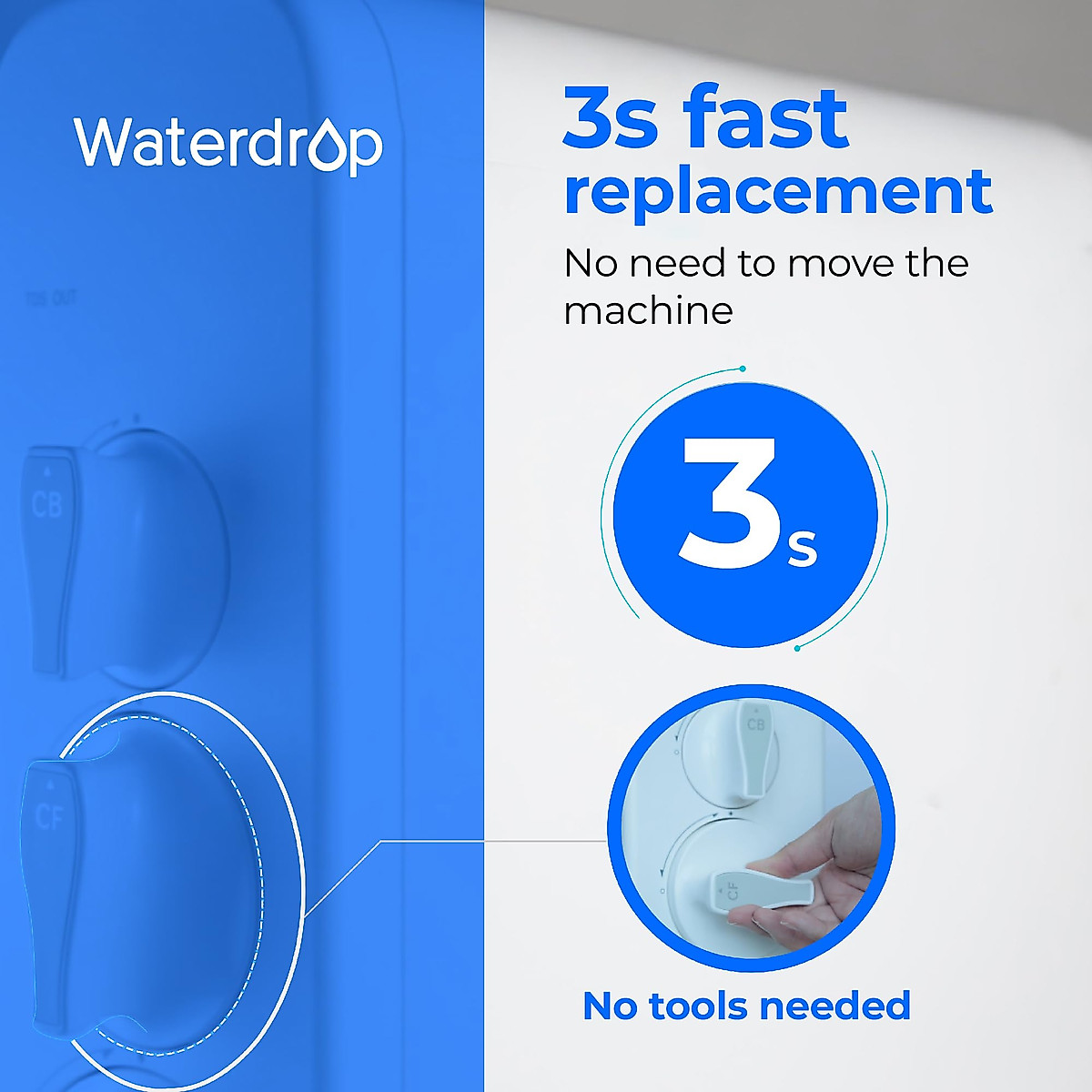 Waterdrop WD-G3-CF Filter, Replacement for WD-G3-W, WD-G3P600 and WD-G3P800-W Reverse Osmosis System, 6-month Lifetime, 2-Pack