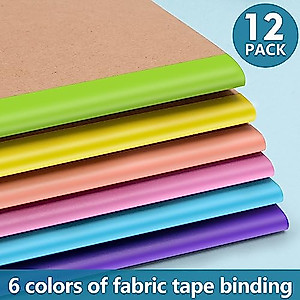 12 Pack Composition Notebooks Bulk, Travel Journal Notebooks Kraft Cover with Rainbow Spines, 120 Pages College Ruled Lined Paper for Kids Women, Notepad for School Office Supplies A5 (8in x 5.75in)