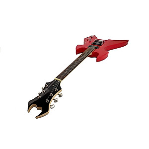 Full Size Right Handed Heavy Metal Style Electric 6 String Guitar, Solid Wood Body and Bolt on Neck, Cable and Allen Wrench, Color: Deep Red