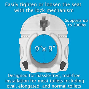 Carex E-Z Lock Raised Toilet Seat, Adds 5 Inches to Toilet Height, Elderly and Handicap Toilet Seat with Handles - 5 Inch Toilet Seat Riser with Arms - Fits Most Toilets