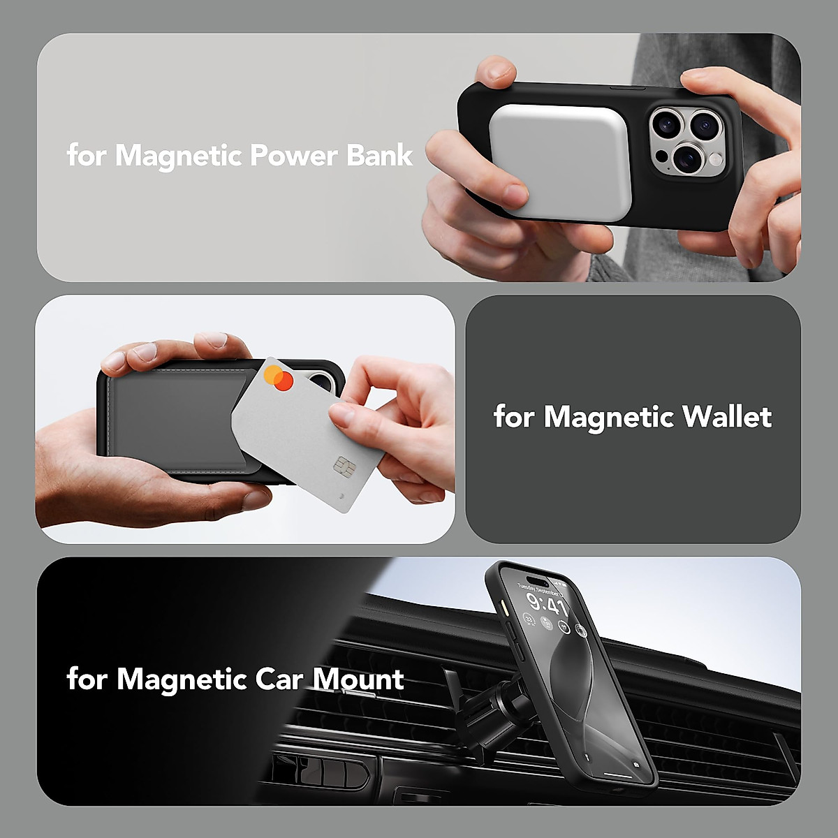 GONEZ for iPhone 14 Pro Max Case Silicone, Compatible with MagSafe, with Screen Protector + Camera Lens Protector, Liquid Silicone Shockproof Protective iPhone 14 ProMax Case 6.7", Black