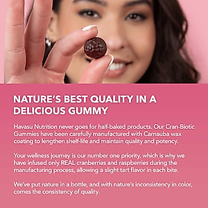 Probiotic Cranberry Gummies for Women - Urinary Tract Health and pH Balance - 1 Billion CFU of Lactobacillus for Bladder Support and Vaginal Wellness - Cran-Raspberry Flavor, 60 count, 1-Month Supply