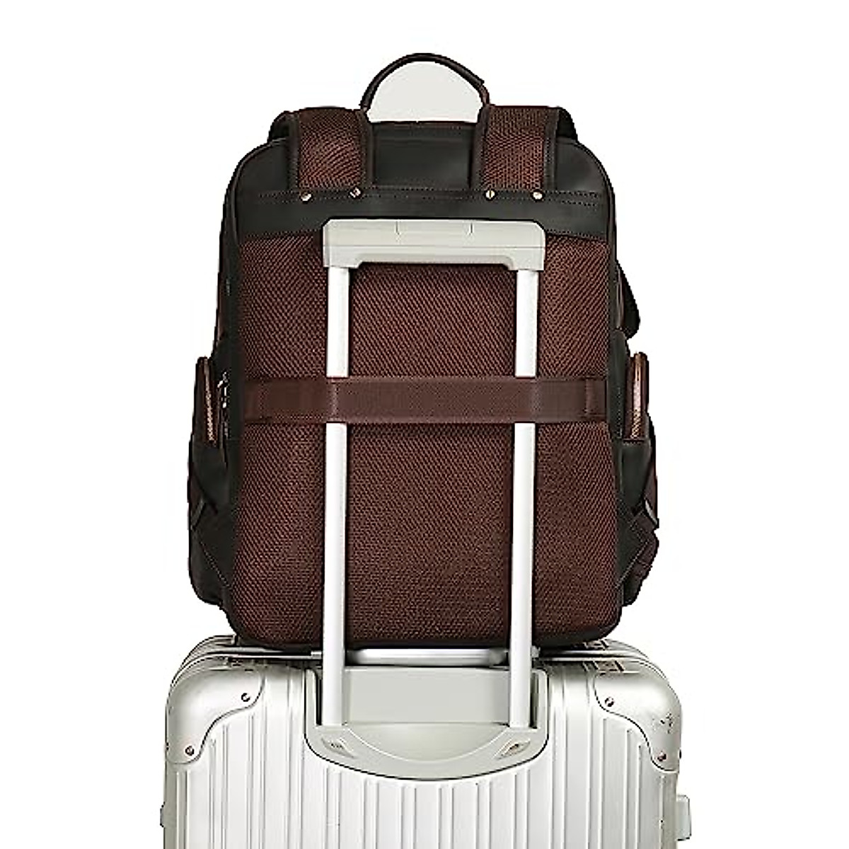 UBANT Men's Leather Backpack Full Grain Leather 17.3" Laptop Bag Shoulder Rucksack Carry-On Travel Backpack Large Capacity Business Hiking Shoulder Daypacks