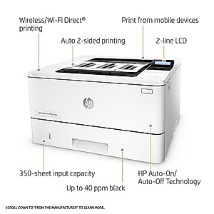 HP Laserjet Pro M402dw Wireless Monochrome Printer, Amazon Dash Replenishment Ready (C5F95A#BGJ) (Renewed)