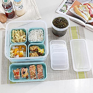 amokk Snackle Box Charcuterie Container with Handle Divided Lunch Box Containers for Adults Salad Container BPA Free (Blue)