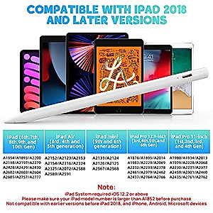 Stylus Pen for iPad with Palm Rejection, Tilt Sensitivity, ZVFBC iPad Pencil for Touch Screens Compatible with iPad Air 3rd/4th/5th, iPad Pro 11/12.9 inch, iPad 6th/7th/8th/9th/10th, iPad Mini 5th/6th