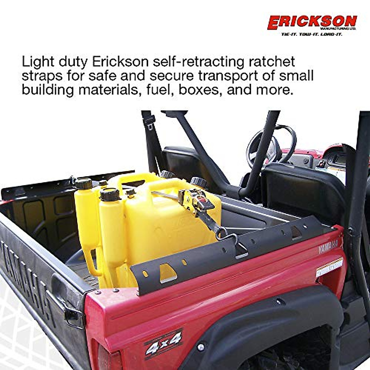 Erickson 34415 Pro Series Black Retractable Ratcheting Tie-Down Strap (Pack of 2, 1" x 10')