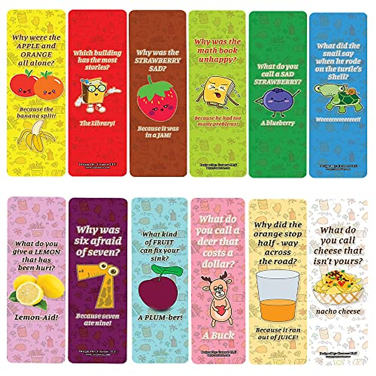 Creanoso Funny Jokes Lunchbox for Kids Bookmarks (10-Sets X 6 Cards) – Daily Inspirational Card Set – Interesting Book Page Clippers – Great Gifts for Adults and Professionals