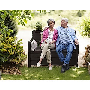 Generic 60 Gallon Plastic Resin Outdoor Storage with Sitting (Non-Brushed Brown), Onesize