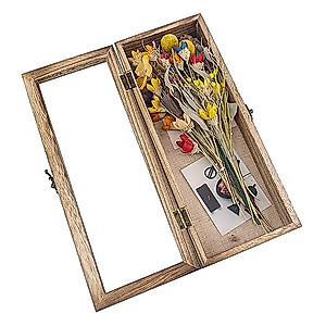 GraduatePro Shadow Box Frame 5x12 Display Case with Linen Back, Real Glass Window Door with Hinge, Picture Frame Wedding Bouquet Memorabilia Medals Photos Memory Box for Keepsakes, Carbonized Black