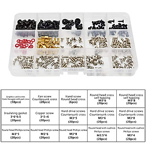 Xiedeai Fasteners Desktop Computer Screws Kit - M2.5 M3 Screw Kit 286 Pieces for Hard Disk Notebook Assembling Standoff Set Motherboard Screws