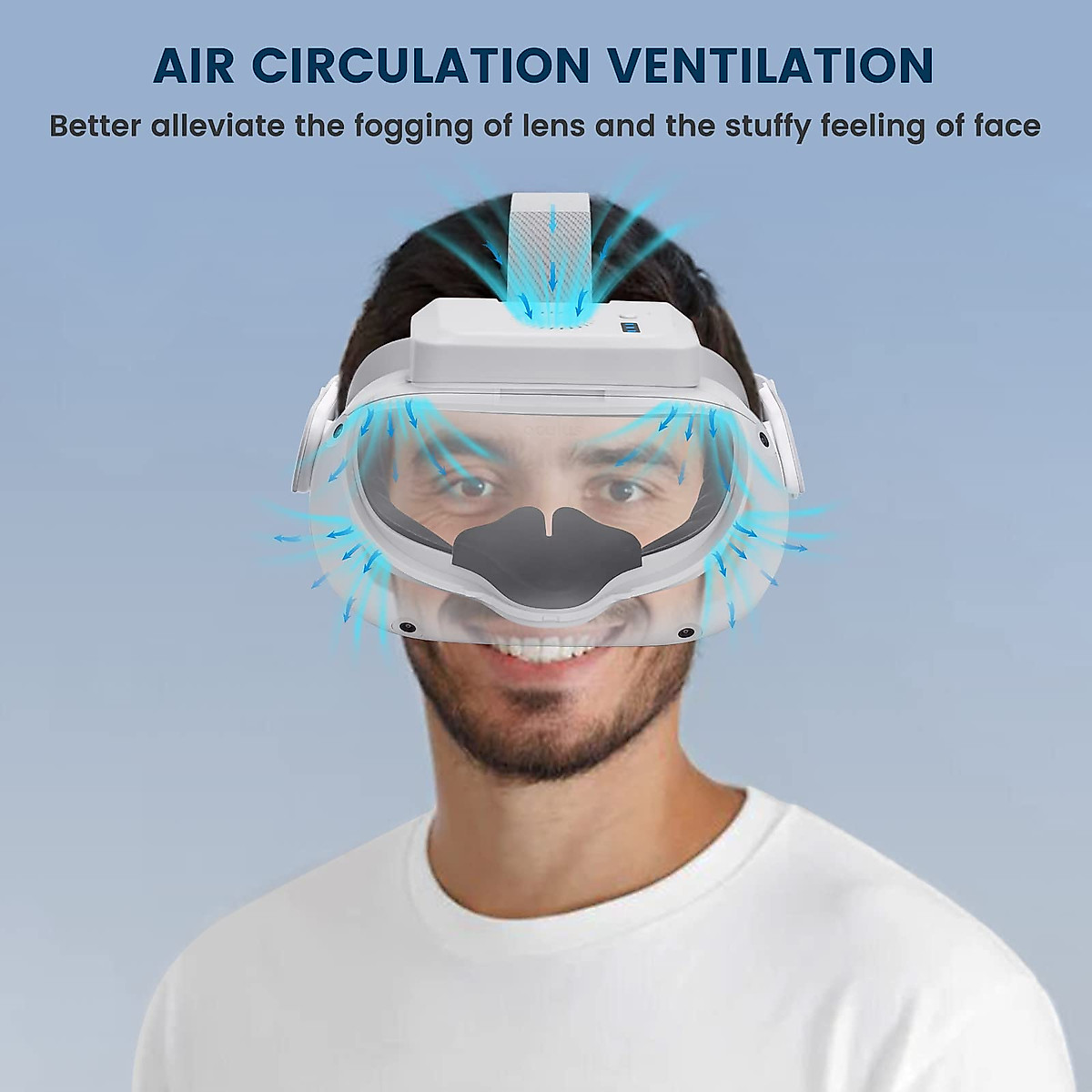 VR Cooling Fan for Oculus Quest 2,A2 Pro Facial Interface with Air Circulation Fan and 2 Soft Pad,3 Speed Anti-Fogging Air Circulation Cooler Fan,Suitable for Workout & Intense VR Games
