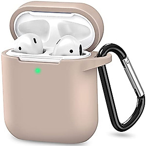 ATUAT AirPods Case Cover, Full Protective Soft Silicone Case Accessories with Keychain for Apple AirPods 1st 2nd Generation Charging Case, Front LED Visible, Tan Brown
