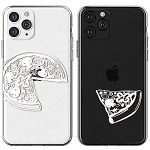 Toik Matching Couple Cases for Apple iPhone 11 Pro Xs Max Xr 10 X 8 Plus 7 6s 5s SE Cover Girlfriend Cute Anniversary Boyfriend Sketch Slice Pizza Slim Drawing Design Simple BFFs Protective Flexible