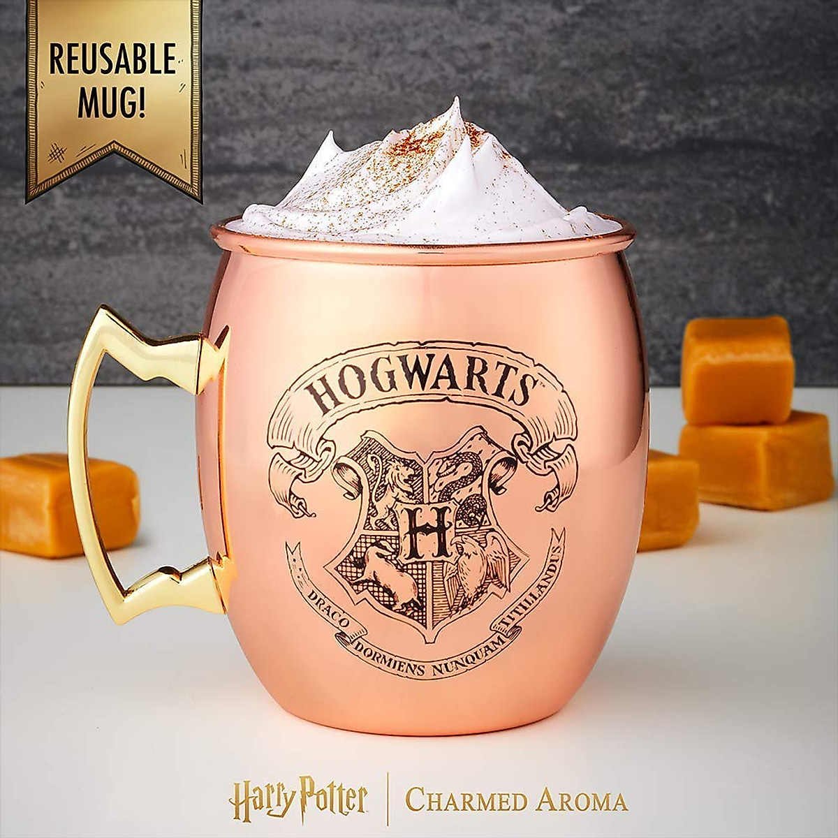 Charmed Aroma Harry Potter Butterbeer Mug Scented Candle with Surprise Necklace Inside, Jewelry Candle for Women, Home Décor Kitchenwares | Accessories Gift