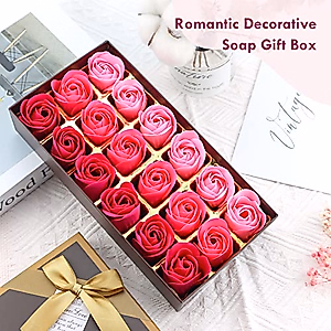 JIALEEY Floral Scented Bath Soap Rose Flower Petals, Plant Essential Oil Rose Soap Set Guest Soap Shaped Petals Best Gifts Ideas for Her Women Teens Girls Mom Birthdays, 18 PCS Pink