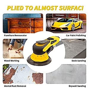 PHENDO Random Orbital Sander Brushless 350W 3A Multi-function Variable Speed Electric Corded Orbital Sanders Machine for Woodworking, car, Drywall Sanding, Polishing…