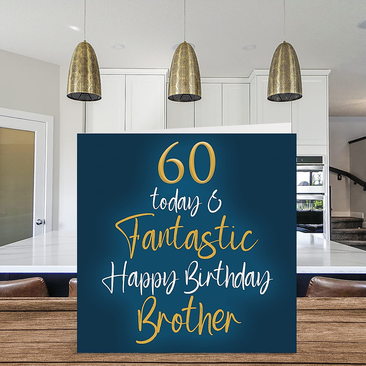 Fantastic 60th Birthday Cards for Brother - 60 Today & Fantastic - Happy Birthday Card for Brother from Sister, Brother Birthday Gifts, 5.7 x 5.7 Inch Sibling Greeting Cards Gift for Brother