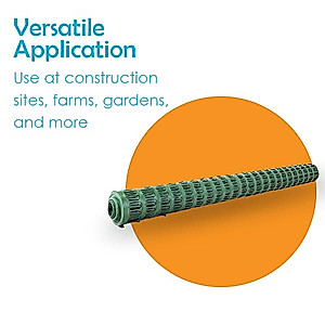 Houseables Plastic Mesh Fence, Construction Barrier Netting, Green, 4'x100' Feet, 1 Roll, Garden Fencing, Fences Wrap, Above Ground, for Snow, Poultry, Chicken, Safety, Deer, Patio, Garden Netting