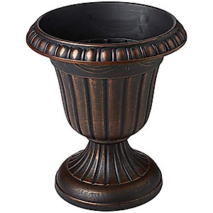 Arcadia Garden Products PL10CP Classic Traditional Plastic Urn Planter Indoor/Outdoor, 15" x 13", Brushed Copper