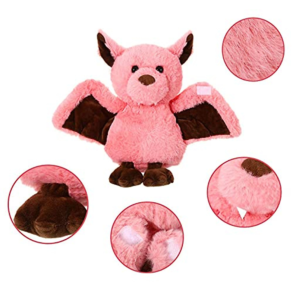 Cuddly 11 inch Plush Bat Stuffed Animal Halloween Stuffed Animal Plush Toy Plush Animal Doll Bedtime Toys Birthday Xmas Furry Gifts for Children Kids Baby Toys (Pink, 11 inch)