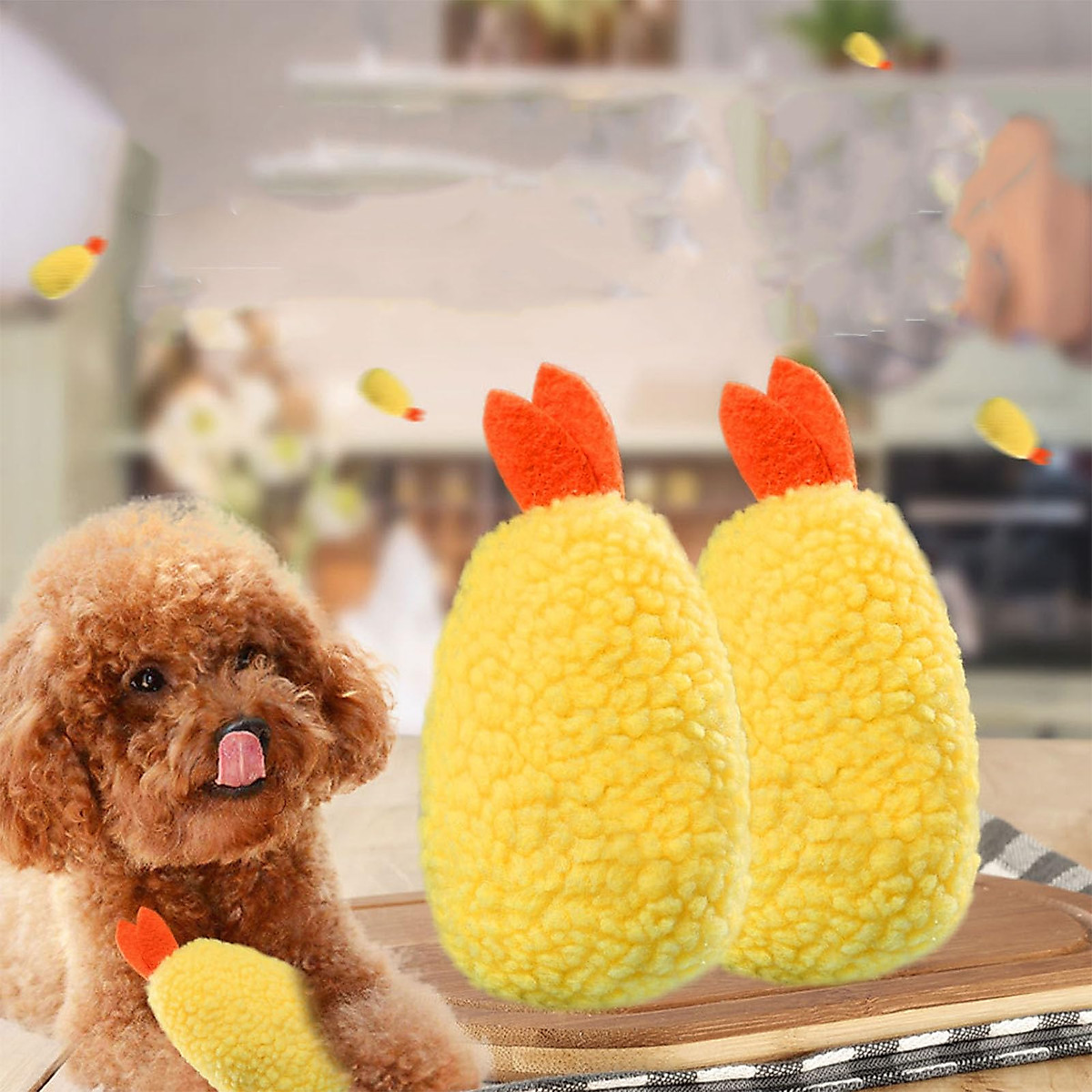 HUONIU Interactive Plush Dog Toy with Sound - Shrimp Shaped, Tough Chew Toy for Small to Medium Dogs, Ideal for Play and Dental Health