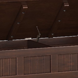 SIMPLIHOME Acadian Solid Wood 48 Inch Wide Transitional Entryway Storage Bench with Shelf in Brunette Brown, for The Living Room, Entryway and Family Room