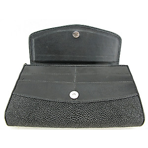 Pelgio Genuine Stingray Skin Leather Shoulder Cross Body Bag Purse (Black)