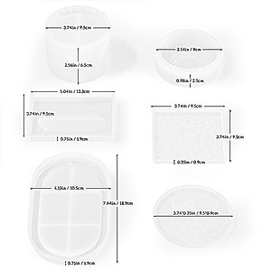 Hautton 6 Pcs Resin Molds Epoxy Silicone Mold for Coasters, Jar with Lid, Rolling Tray and Soap Tray Container, Epoxy Resin Casting Molds for DIY Home Décor Art Crafts