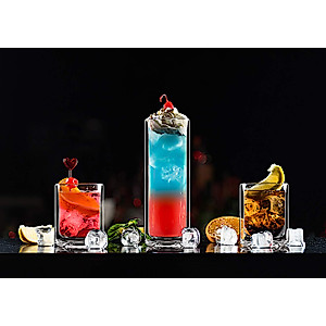 Sun's Tea Tropical Delight - Strong Double Wall Insulated Highball Tall Tom Collins Drinking Glasses for Bourbon or Whiskey or Rum Cocktail, Martini, Champagne, Beer, Mojito, Jiuce - Set of 2 (14 oz)