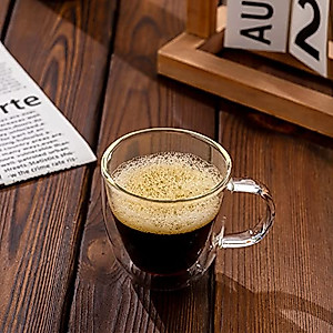 Stylusella Double Wall Glass Coffee Mugs 5oz / 150ml, Coffee Mug set of 2, Espresso Cups for Coffee Lovers, Tazas de cafe bonitas