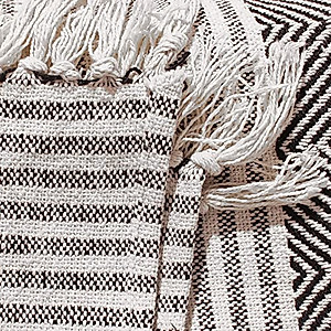 Countryside Cotton Throws with Fringes 460 GSM - Chevron Decorative Throw Blanket for Couch, Sofa, Bed, Everyday Use - Black and White (50" X 60")