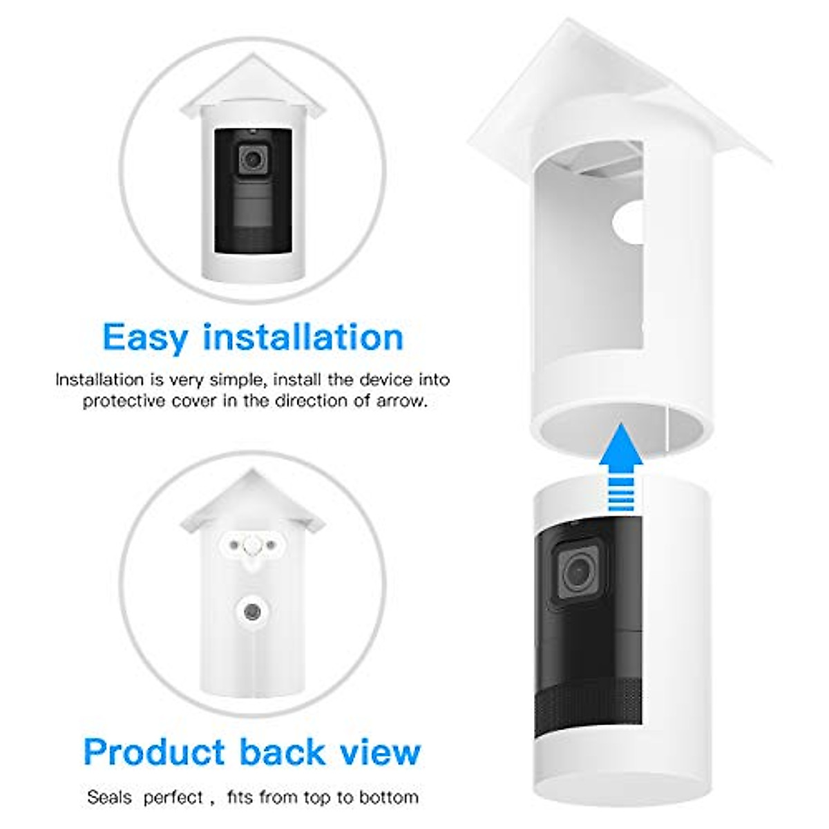 HOLACA Water-Proof Silicone Cover Protective Case for Ring Stick Up Cam Battery HD Security Camera(3rd Generation) - Anti-Scratch Protective Cover for Full Protection (White)