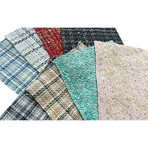 longshine-us 8pcs 8 inchx 7 inch Premium Tweed Fabric Craft Bundle Squares Patchwork Lint DIY Sewing Scrapbooking Quilting Artcraft