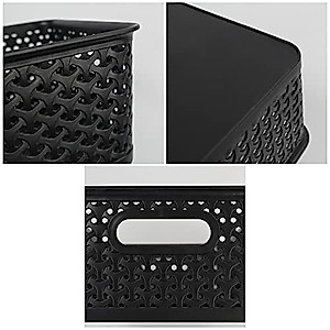 Hommp 6-Pack Woven Plastic Storage Basket, Black