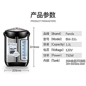 Panda Electric Hot Water Boiler and Warmer, Hot Water Dispenser, 304 Stainless Steel Interior (3.3 Liter, White)
