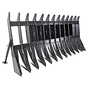 Titan Attachments Skid Steer Root Rake Attachment 72in Wide, Universal Quick Tach Hookup, Root Clearing Brush Rake, Land Clearing Site Prep Implement, Roll Debris, Silage, Brush to Burn Pile