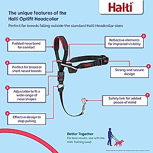 HALTI Optifit Headcollar Size Medium, Bestselling Dog Head Harness to Stop Pulling on the Lead, Easy to Use, Adjustable & Reflective Head Collar for Dogs, Professional Anti-Pull Training Aid