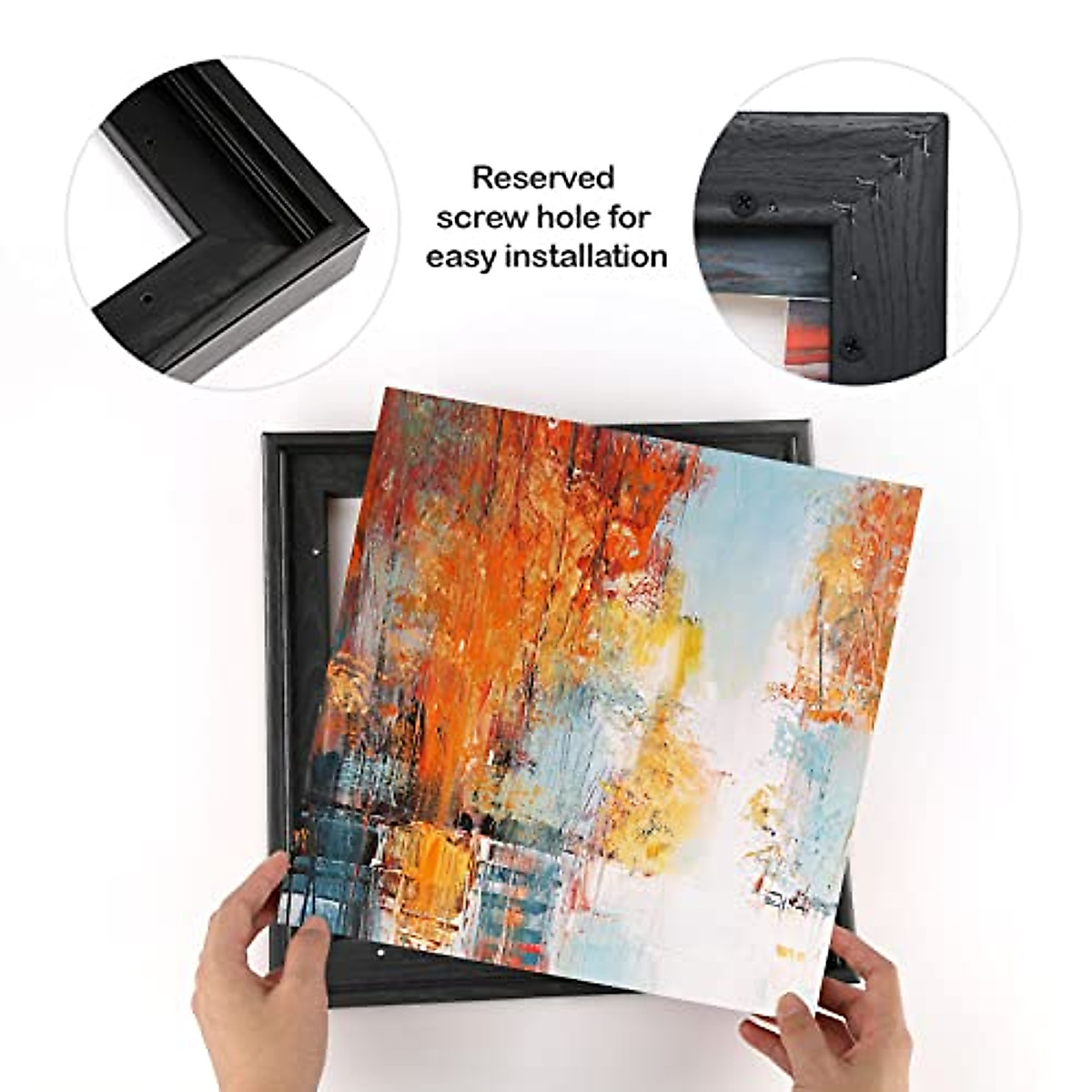 FOLKOR 12x12 Frame for Canvas Painting 0.6-0.8” Deep, 2 Pack Square Floater Frame for Canvas Prints, Floating frame for Wall Art Oil Painting Paint by Numbers Living Room Decor (Black)