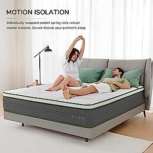 Novilla Full Mattress,12 Inch Gel Memory Foam Hybrid Mattress with Individually Pocket Springs, Breathable Mattresses Full for Cool Sleep,Motion Isolation & Pressure Relief, Medium Firm, vigour