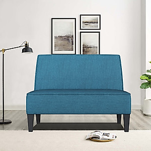 Changjie Furniture Small Loveseat Sofa, Upholstered Small Sofa Couch Mini Love seat Sofas for Bedroom Living Room (Blue)