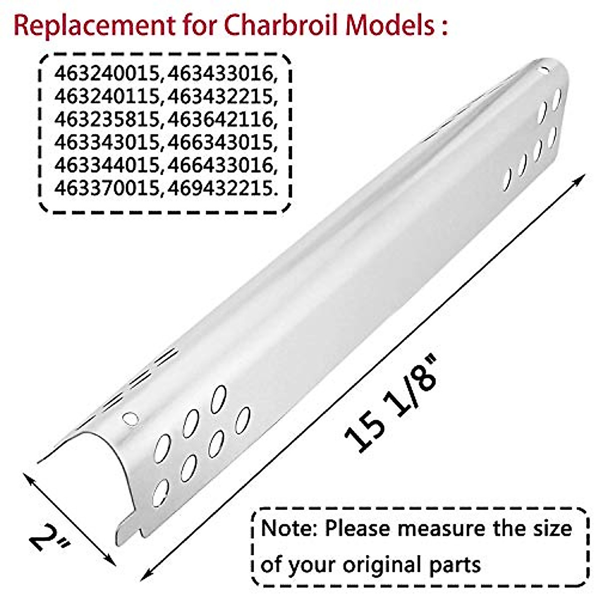 BBQ-Element Grill Replacement Parts for Charbroil 463240015, 463240115, 463343015, 463344015 463433016, Stainless Steel Heat Plate Shields, Burner Tubes for Char-broil 4 Burner Gas Grill Models.