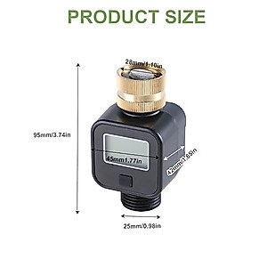 Water Flowmeter With Brass Inlet 3/4'' Thread Flowmeter IP55 Measure Gallon/Liter Consumption And Rate