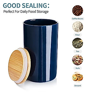 Sweese Ceramic Canisters for the Kitchen, 65oz Canister with Bamboo Lid Porcelain Food Storage Jar Modern and Clean Kitchen Organization for Coffee, Flour, Tea, Sugar, Airtight Container, Navy