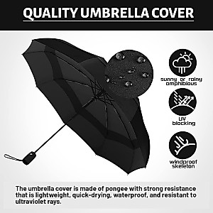LLanxiry Umbrella Windproof Travel Umbrellas for Rain Black Folding Umbrellas 10 RIBS Automatic Strong Portable Wind Resistant Backpack Umbrella for Men and Women (Black)