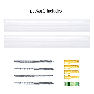 AUYKBVK White Photo Picture Ledge Shelf Wall Mounted Floating Shelves for Room Décor 24 in Wooden Nursery Book Shelves Books Photo Frames Display Shelves with Lip a Set of 2