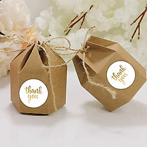 Thank You Label Sticker 1.5" Round, 500 Labels per Roll, Thank You Sticker for Birthday, Wedding, Gift, Bridal Shower Gold (White/Gold)