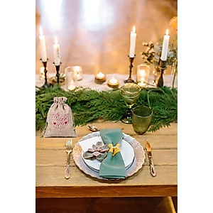 WEWIVODA Burlap Bags, 20 Packs 5"x7" Thank You Burlap Gift Bags Drawstring Candy Pouches Party Favor Linen Pockets for Wedding Birthday Easter Thanksgivings Christmas New Year (Thank You-E, 5''x7'')