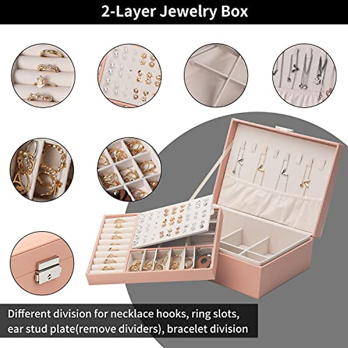 onlyamazing Mini Jewelry Travel Case,Small Travel Jewelry Organizer Portable Jewelry Box Travel Mini Storage Organizer