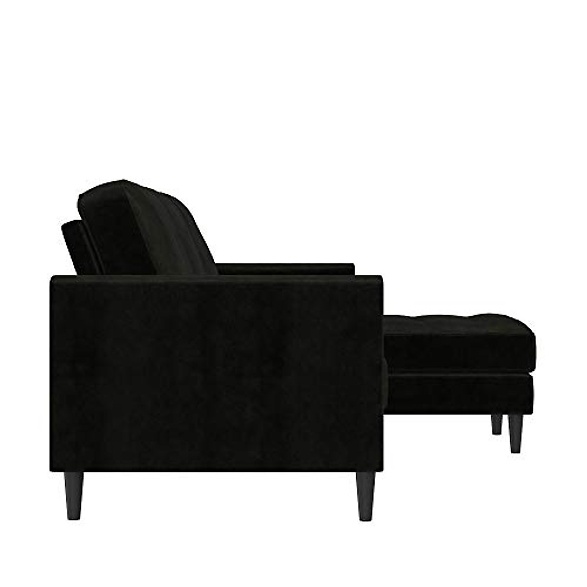 CosmoLiving by Cosmopolitan CosmoLiving Strummer Reversible Sectional Couch, Black Velvet Sofa (DA038-BK)